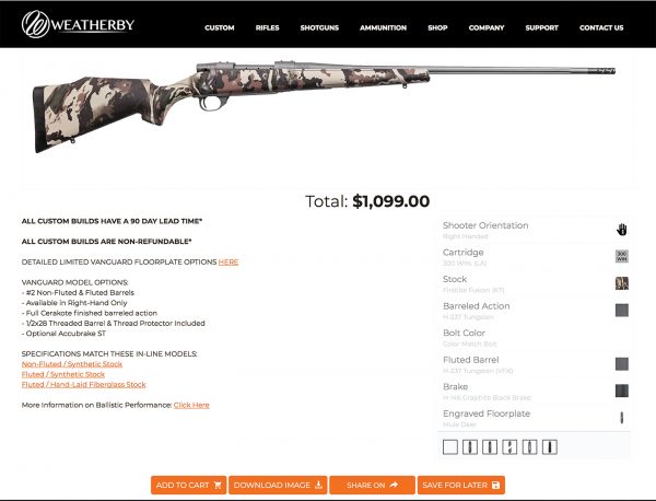 2020 Editor’s Choice Award – Weatherby Design-Your-Own Vanguard Custom ...